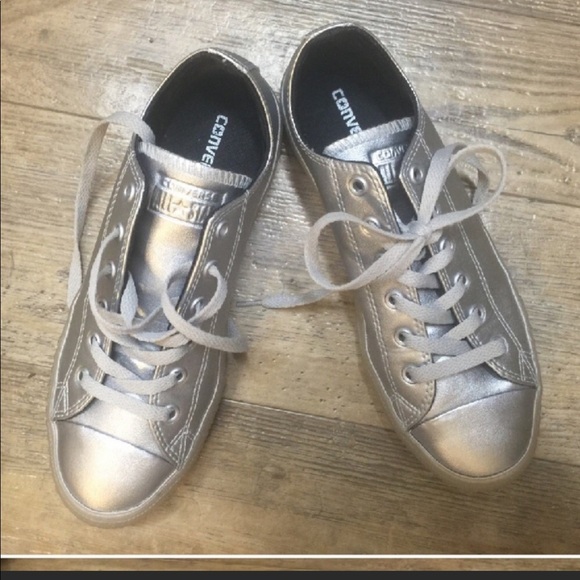 Converse | Shoes | Silver Metallic Converse | Poshmark